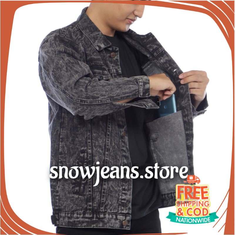 Simple Plain DENIM JEANS Jacket/ Men's JEANS Jacket SNOW BLACK JEANS ...