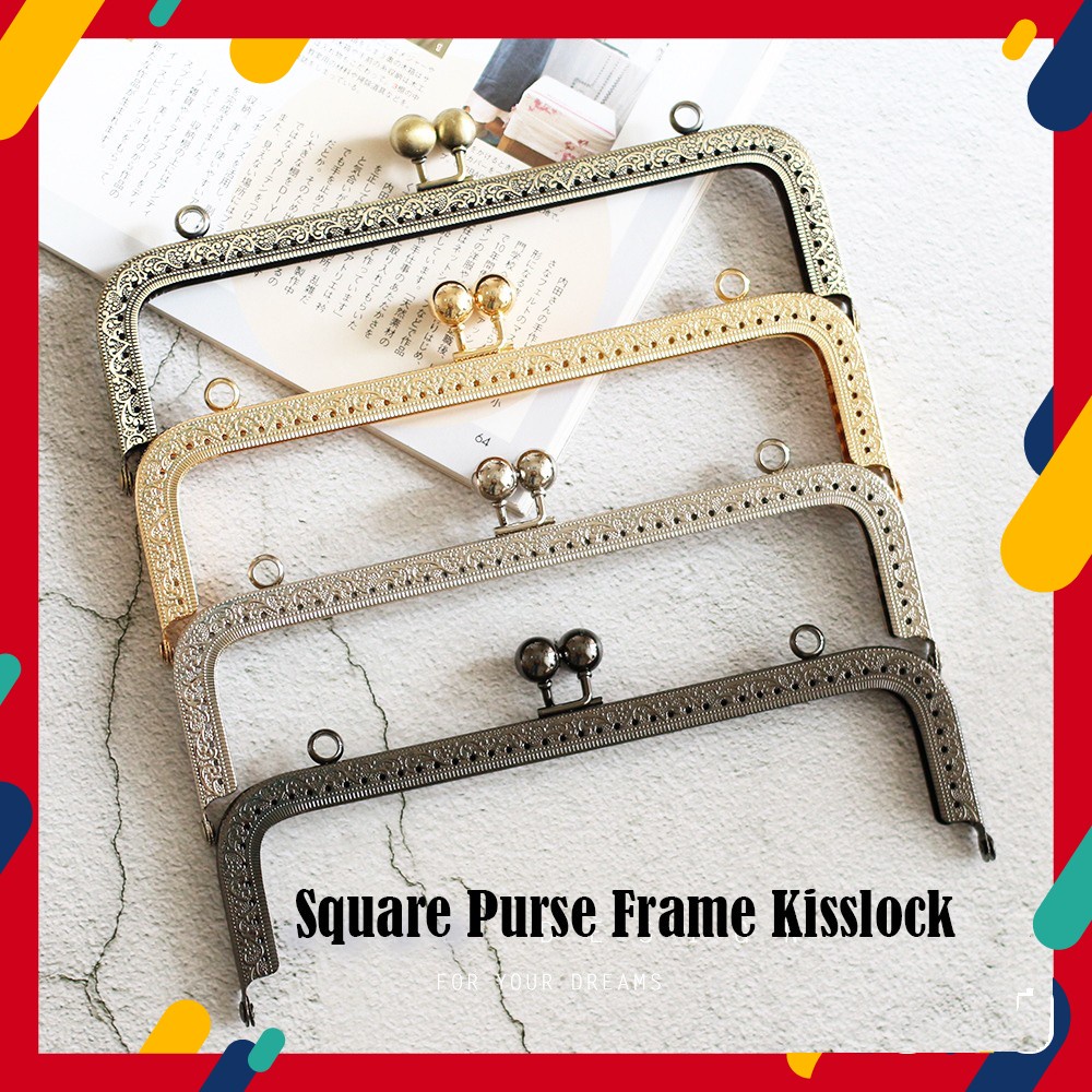 Square Shape Purse Frame 8.5cm 10.5cm 12.5cm 15cm 20cm Kisslock Kiss ...
