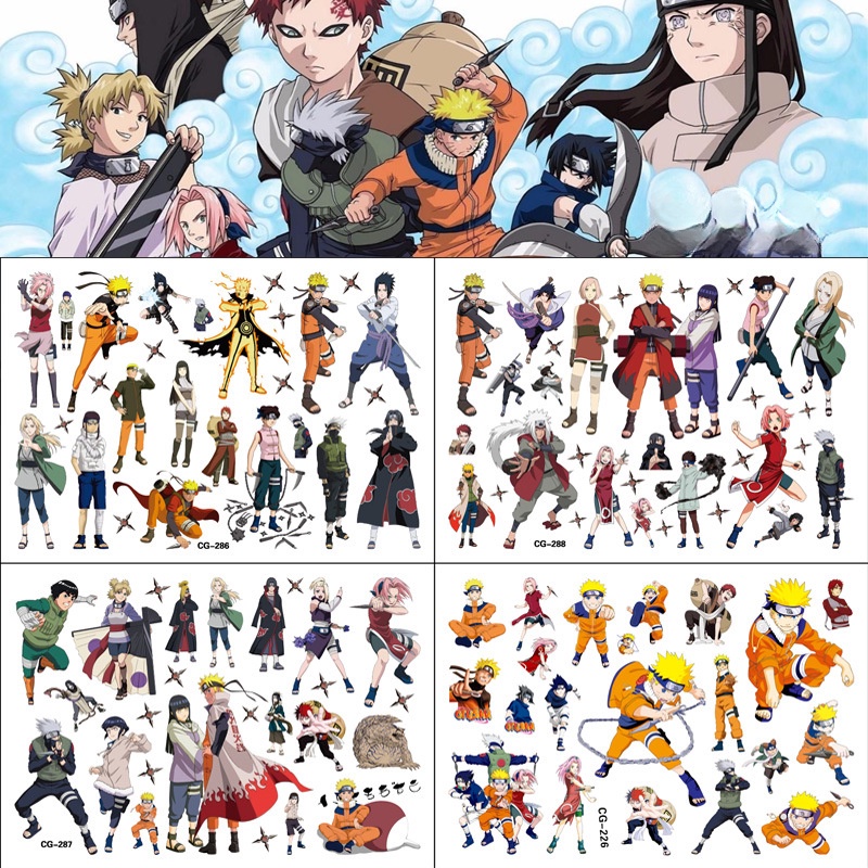 Anime NARUTO Dragon Ball Tattoo Stickers for Kids Waterproof Temporary ...