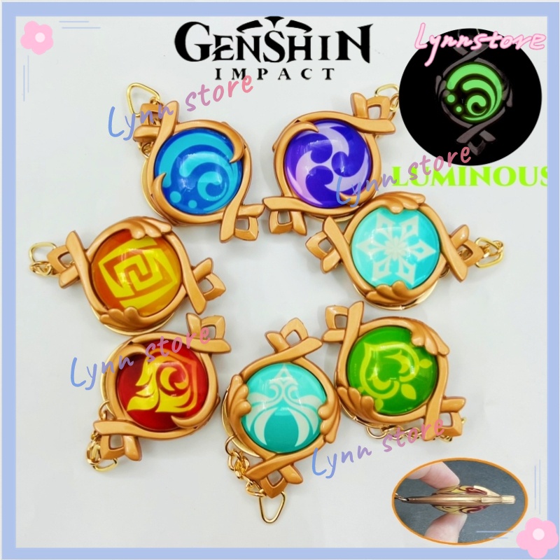 New GENSHIN IMPACT 7 Element Luminous Keychain Double-sided Glass ...