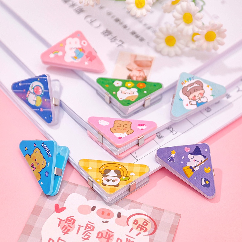 4 Pcs Cute Cartoon Triangle Clips School Office Paper Organizer Corner ...