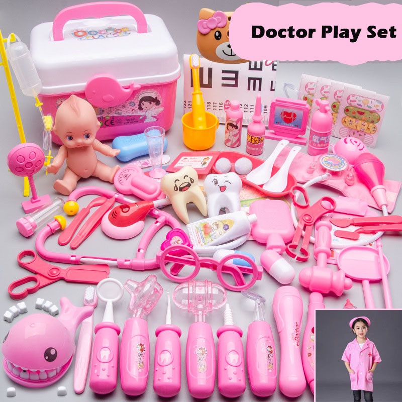 38/43/53 PCS Doctor Play Set Portable Suitcase Medical Tool Toys Mainan ...