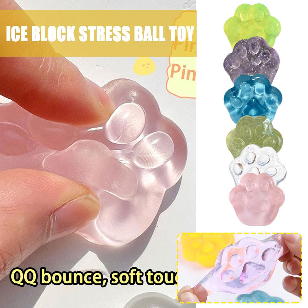 Ice Block Stress Ball Toy Transparent Cube Stress Relief Decompression ...