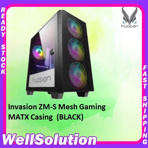 INVASION ZM-S Micro ATX Tempered Glass Gaming Case with 4 aRGB Fan ...