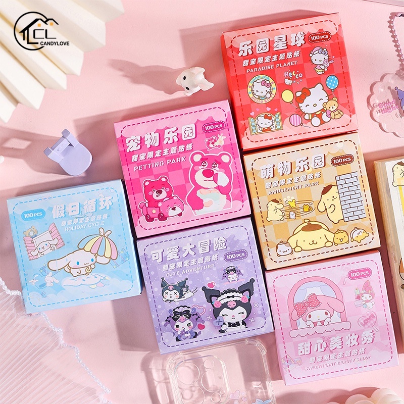 100pcs/box Sanrio PVC Stickers Transparent Cartoon Sticker Kawaii ...