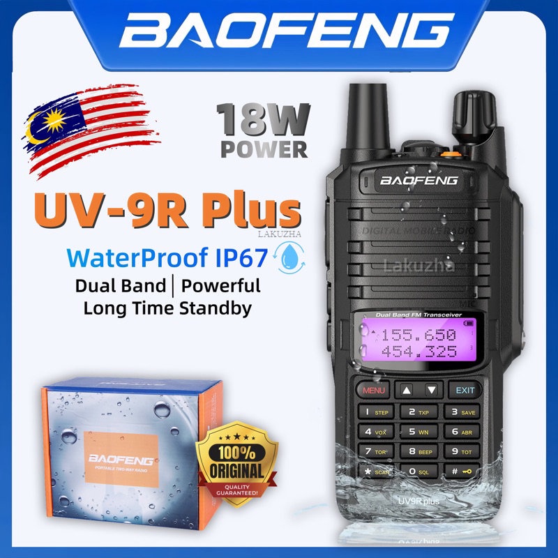 🇲🇾Free Shipping ORIGINAL 18W BAOFENG UV-9R Plus UV9R Walkie Talkie VHF UHF Dual Band Channel Two ...