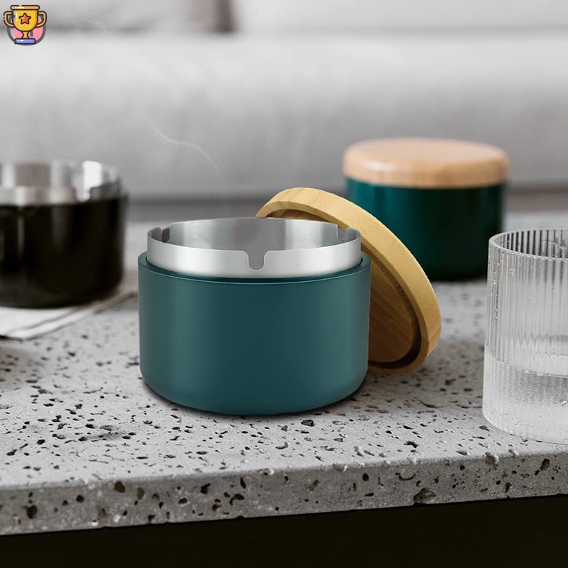Ashtrays With Lid Covered Windproof Ashtray With Stainless Steel Liner ...