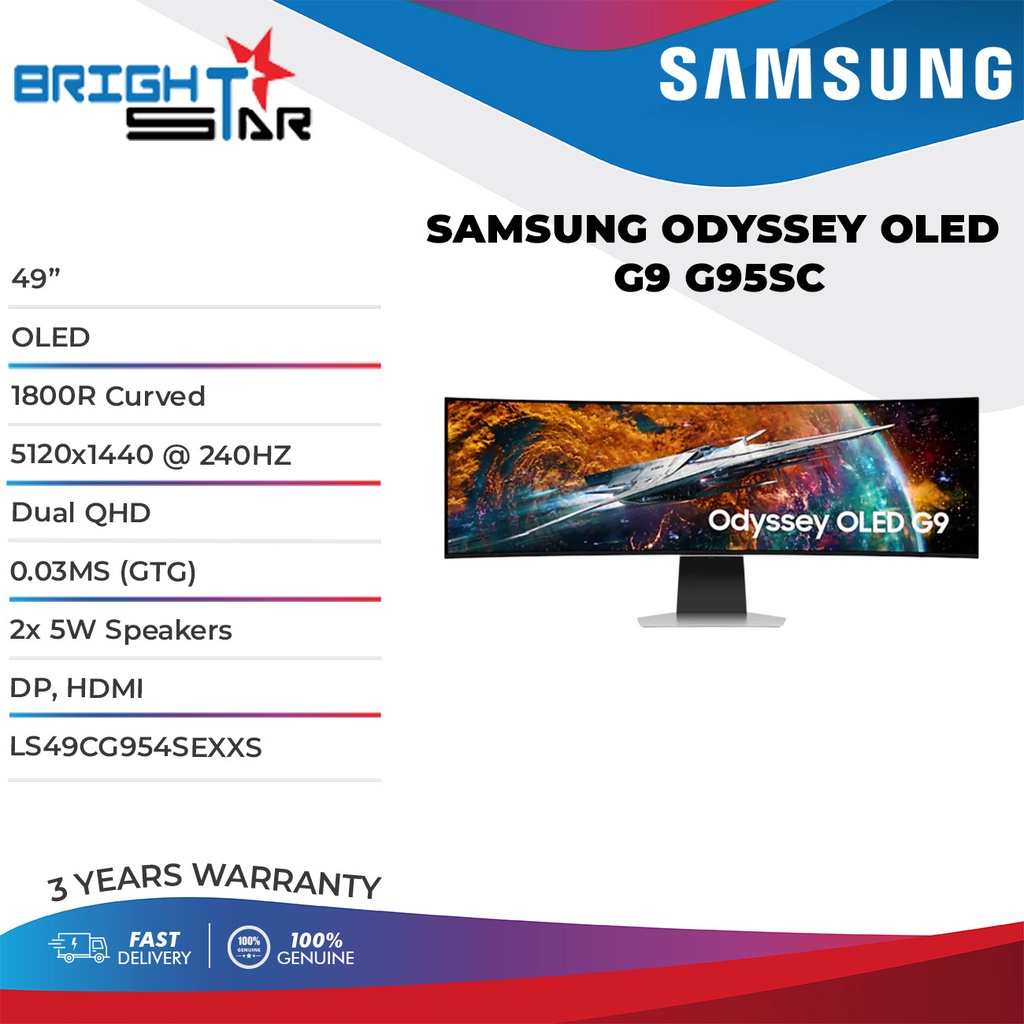 SAMSUNG Odyssey OLED G9 G95SC LS49CG954SEXXS - 49"/OLED/0.03ms/Dual QHD ...