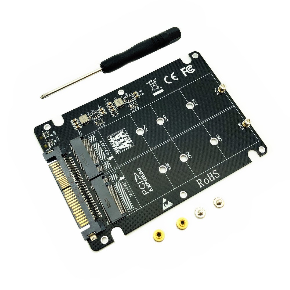 M.2 SSD to U.2 Adapter 2 in 1 M.2 NVMe SATA-Bus NGFF SSD to PCI-e U.2 ...
