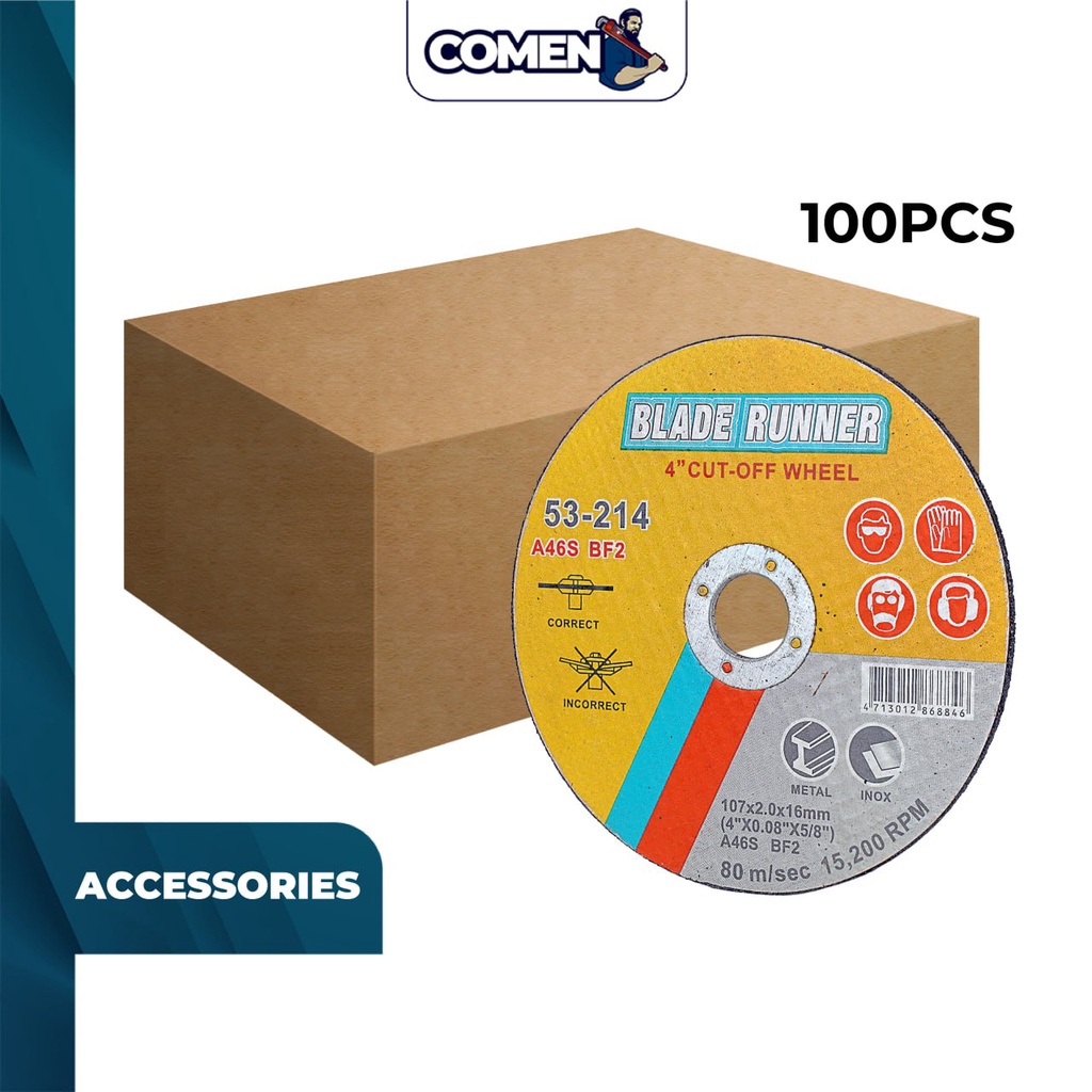 COMEN Blade Runner Cut Off Wheel 4 Inch (100 Pcs) Stainless Steel Metal ...