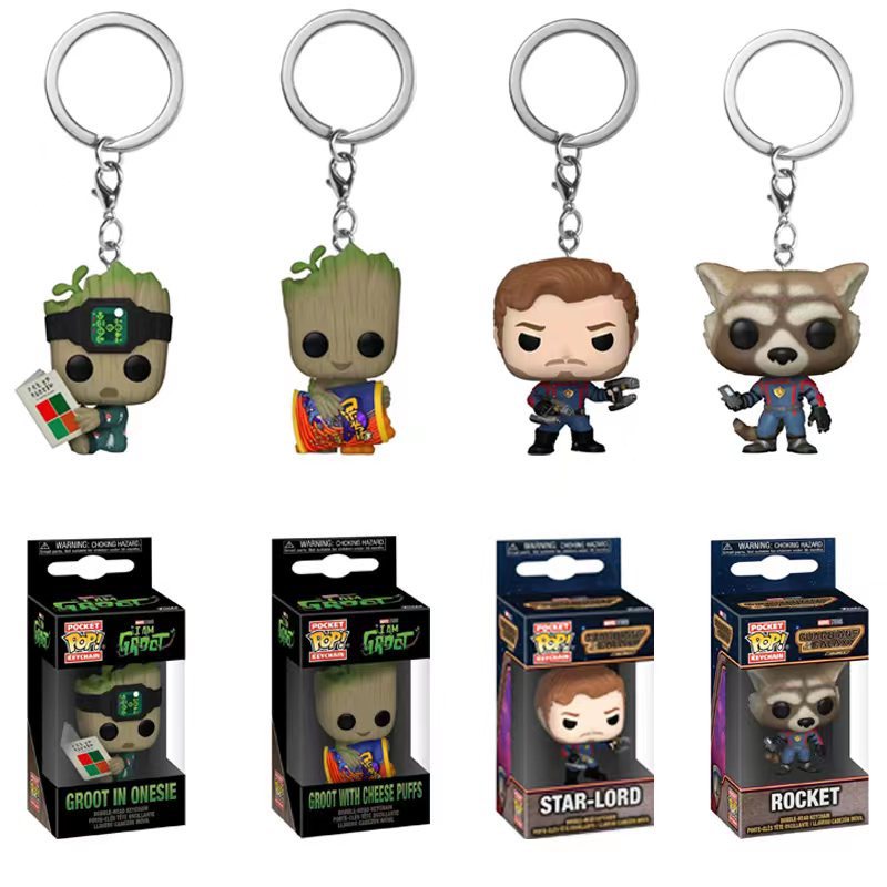Funko POP New Anime Avengers Raccoon Rocket Groot Keychains Pendent ...