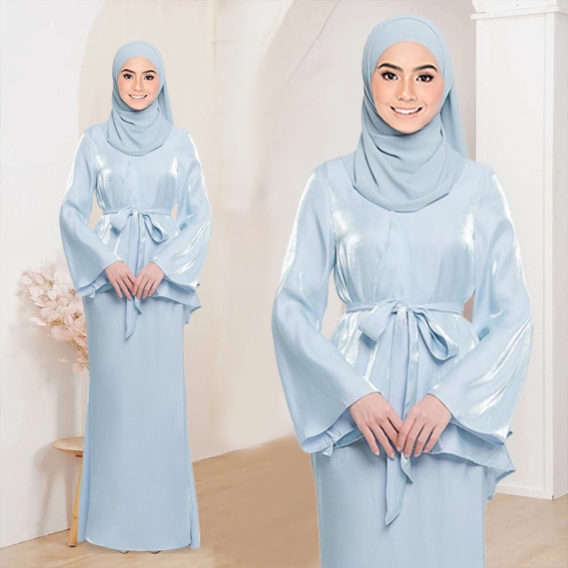 Shantung Silk Baju Kurung Moden Ironless Kurung Muslimah Plain Kebaya Kedah Fashion Premium ...
