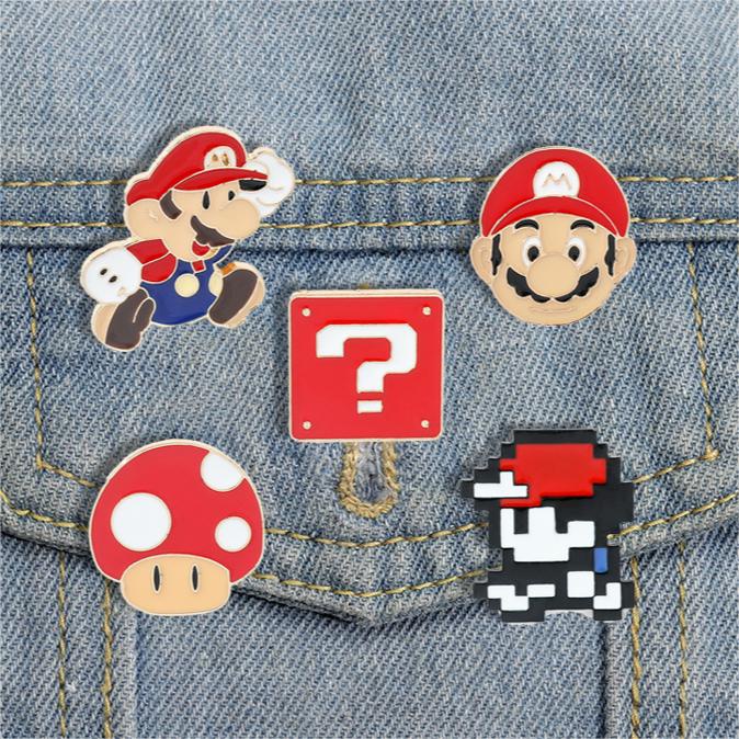 Creative Cartoon Game Characters Around Super Mario Mario Brooch Metal ...