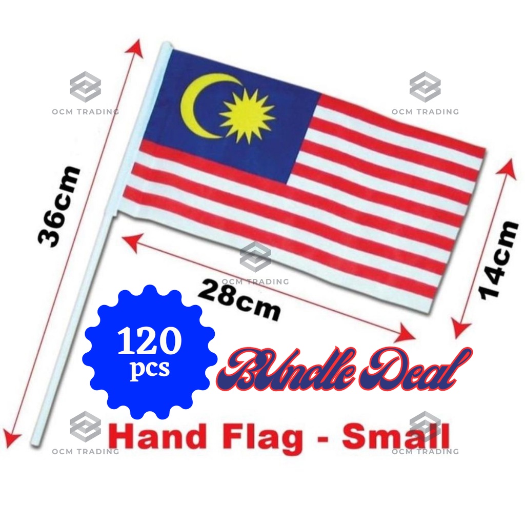 OCM 120pcs Bendera Malaysia Merdeka Hand Flag Jalur Gemilang Bendera ...
