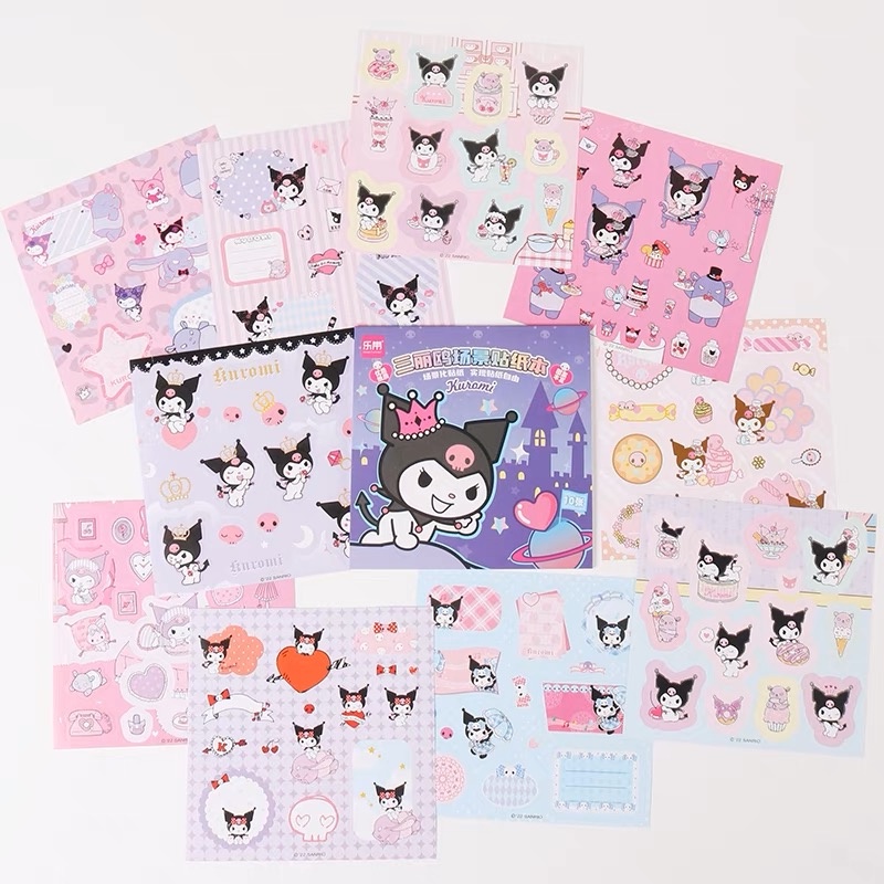 10 Sheets Sanrio Original Scrapbook Sticker Book Cute Cartoon Stickers ...
