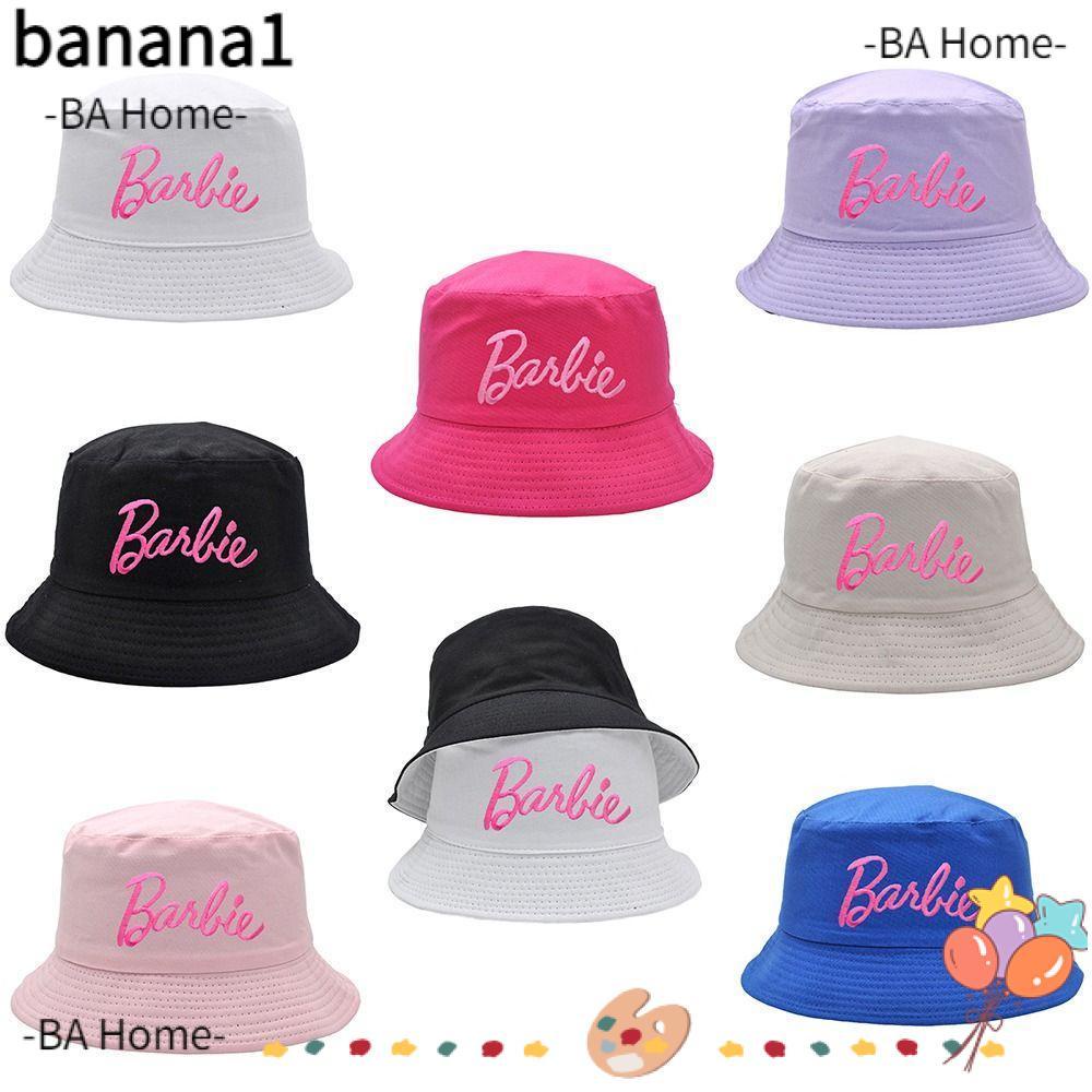 BA Buckets Hat, Casual Embroidery Letter Barbie Fisherman Hat, Colorful ...