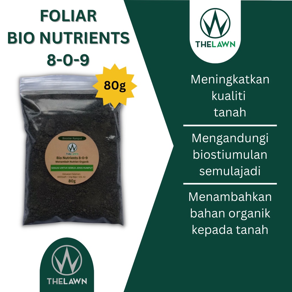 [80G] Baja Foliar Serbuk Bio Nutrients 8-0-9 Booster Grass Fertilizer ...