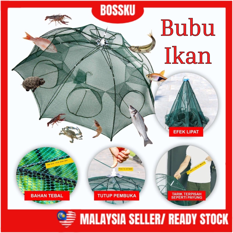 BOSSKU 4/6/8/10/12/16/20 Holes BuBu Payung Ikan Udang Portable Fishing ...