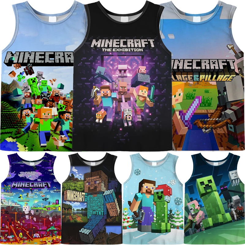 Kids Print Tank Minecraft Tops Tees Sandbox Game Boys Fashion T-Shirt ...