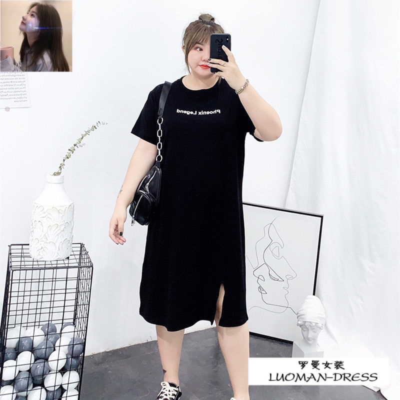 [40-150kgdressm-5xl] fatmmlarge Size300JinTT-shirt dress2023summer loose belly-covering slim fit ...