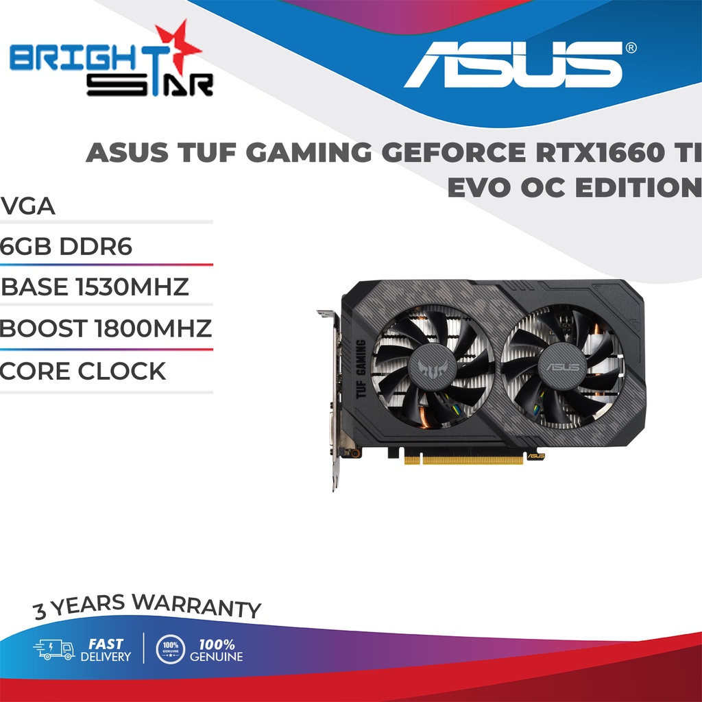 ASUS TUF GAMING GEFORCE GTX1660 TI EVO OC EDITION GRAPHICS CARD ...