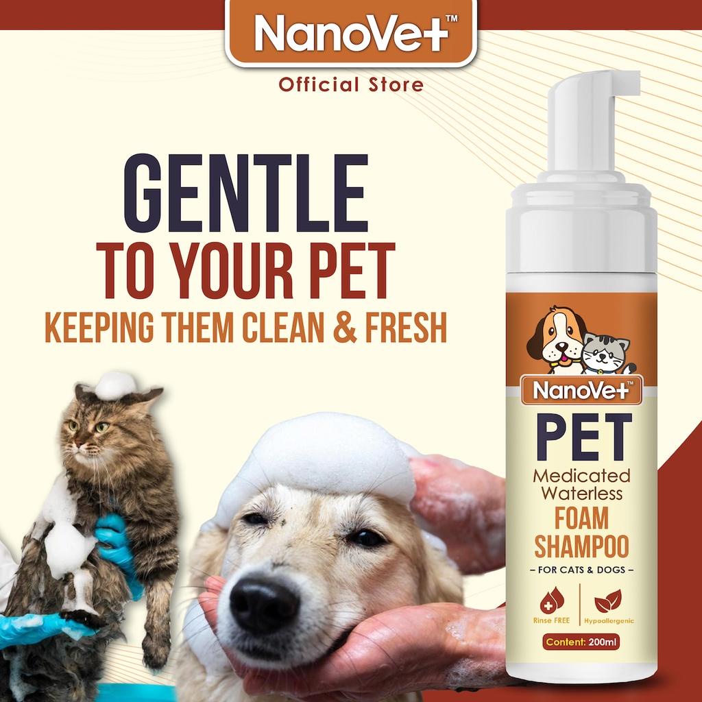 Nanovet No Rinse Waterless Medicated Pet Foam Shampoo (200ml) | Shopee ...