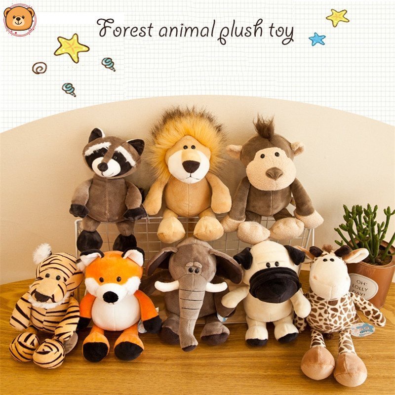25cm Safari Jungle Animals Plush Doll Children Birthday Gift Tiger Lion ...