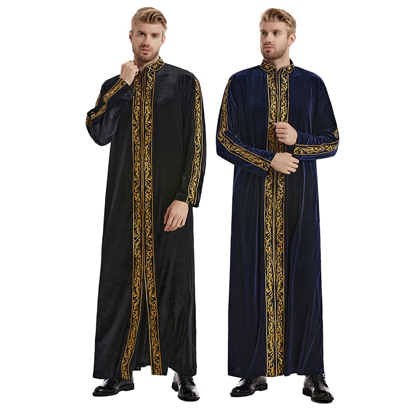 Muslim Men Jubba Thobe Islamic Clothing Velvet Kaftan Thoub Arabic ...