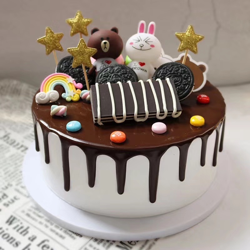 Bear rabbit toy topper adult birthday decoration party baby girls toys ...