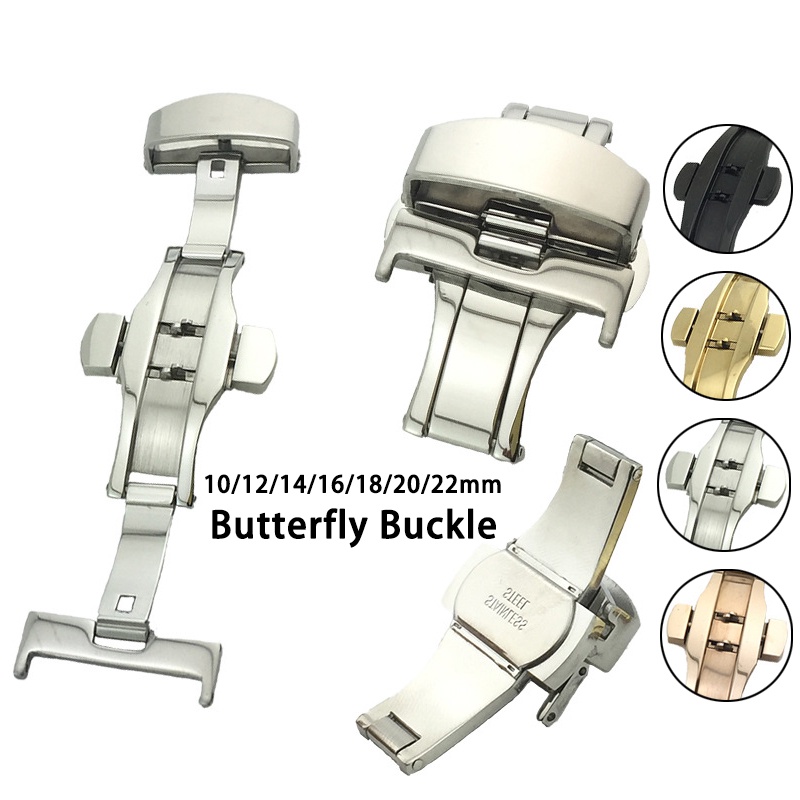 Watch Strap Butterfly Buckle 304 Stainless Steel Watch Band Double ...