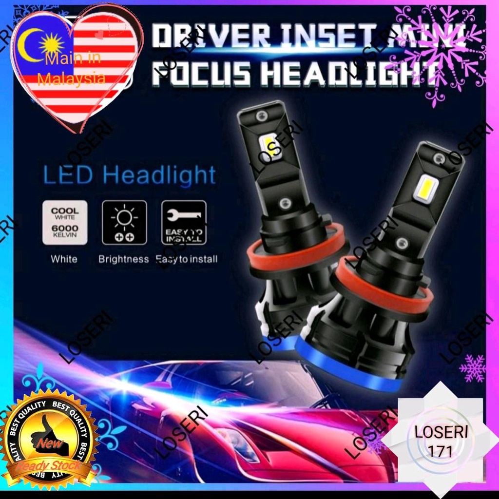 LOSERI PREMIUM [HIGH PERFORMANCE] 1Pair D9 LED 6000k White 9005/9006/H1/H11/H3/H4/H7 LED Bulb ...