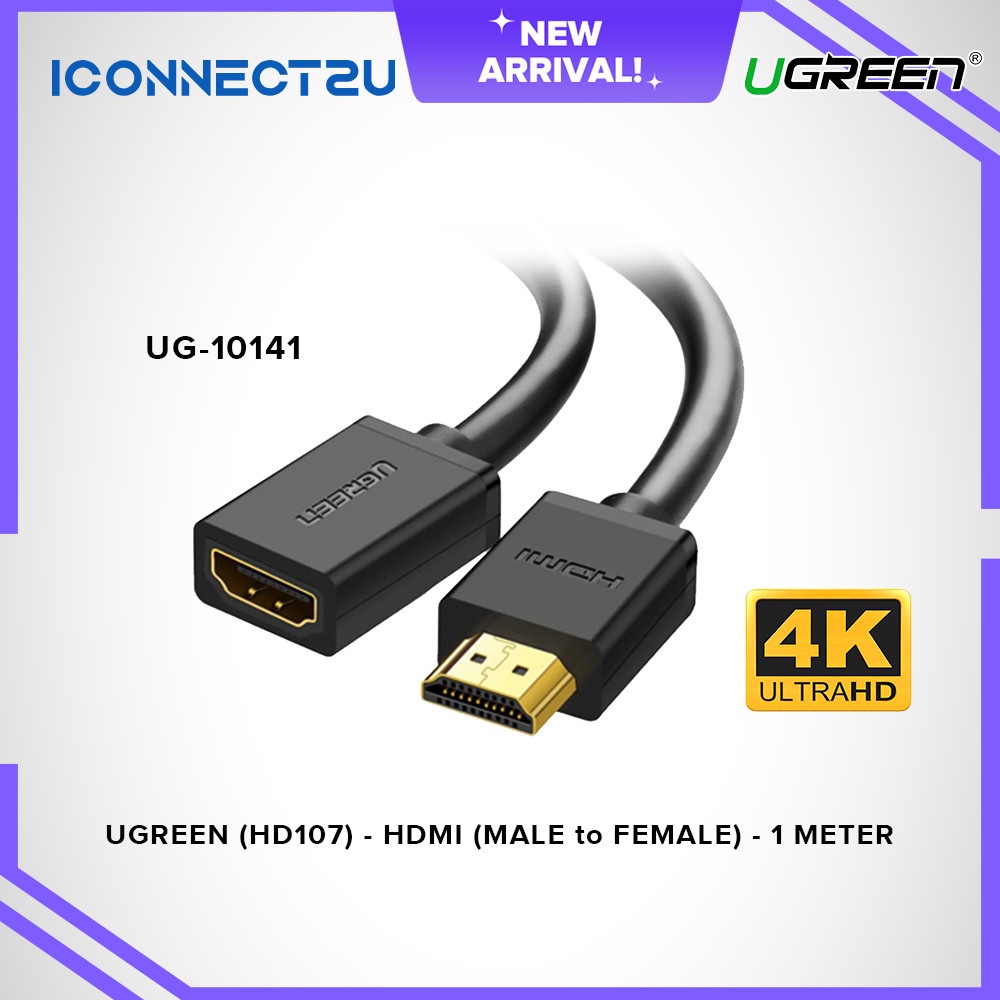 Ugreen (HD107) 10141 4K 3D HDMI Male to Female Extension Cable (1M) | Shopee Malaysia