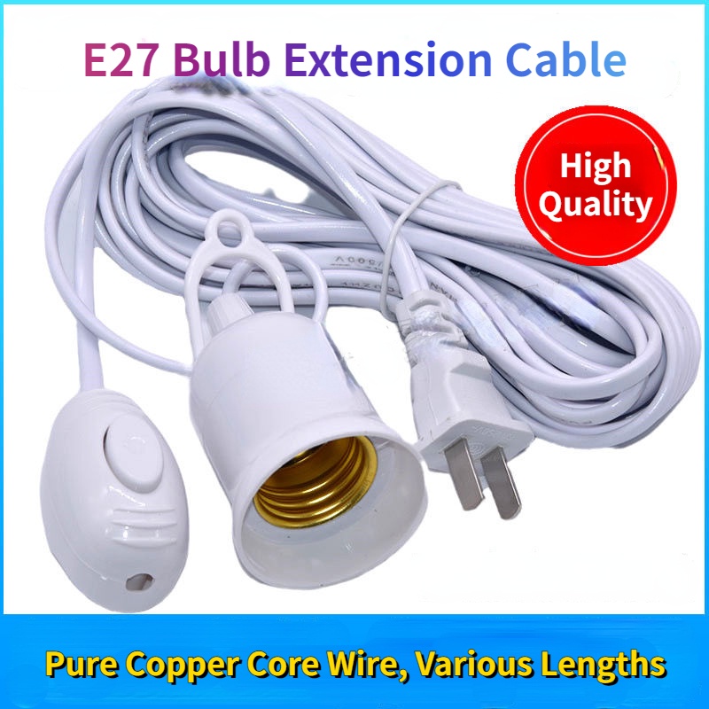E27 10M 5M Extension Cable Lamp Bulb Holder with Switch LED Light Bulb ...