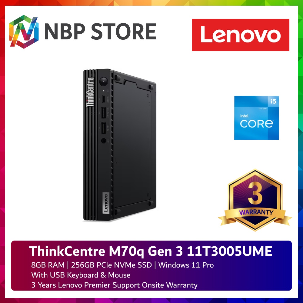 Lenovo ThinkCentre M70q Gen 3 11T3005UME Tower Desktop PC Black ( I5 ...