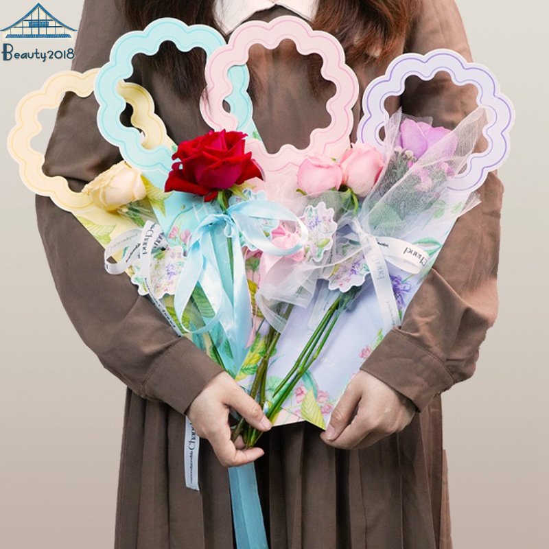 Cute Flower Packaging Bag Colorful DIY Bouquet Greeting Card Handheld ...