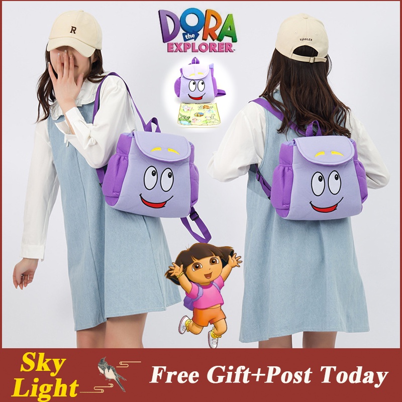 Dora The Explorer Purple Backpack For Kids Cartoon School Bag Pencil ...