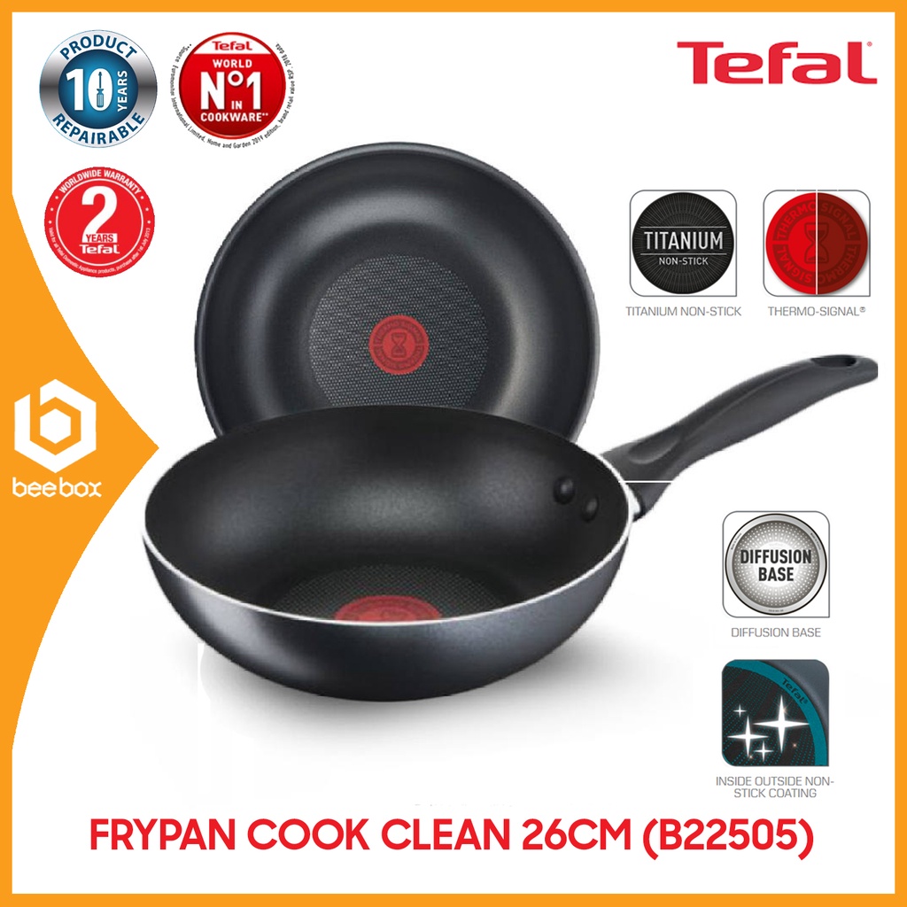 Tefal Cook & Clean Frypan 26cm 24cm Thermo-signal Non-stick Coating Frypan B22505 B22504 Kuali ...