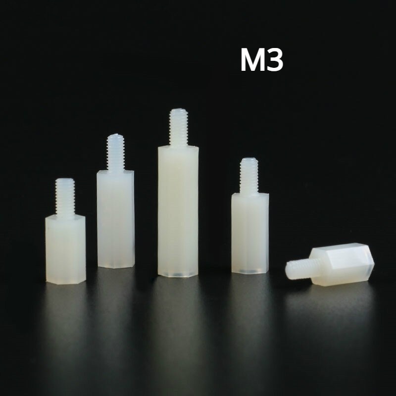 10Pcs M3+6mm M3 Male To Female Nylon Standoff White PCB Nylon Standoff ...
