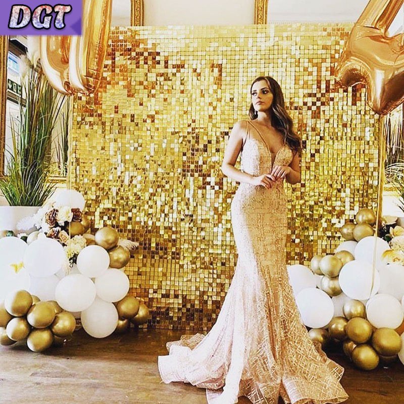 DGT 2M Length Sequin Wall Square Glitter Curtain Backdrops Curtain ...