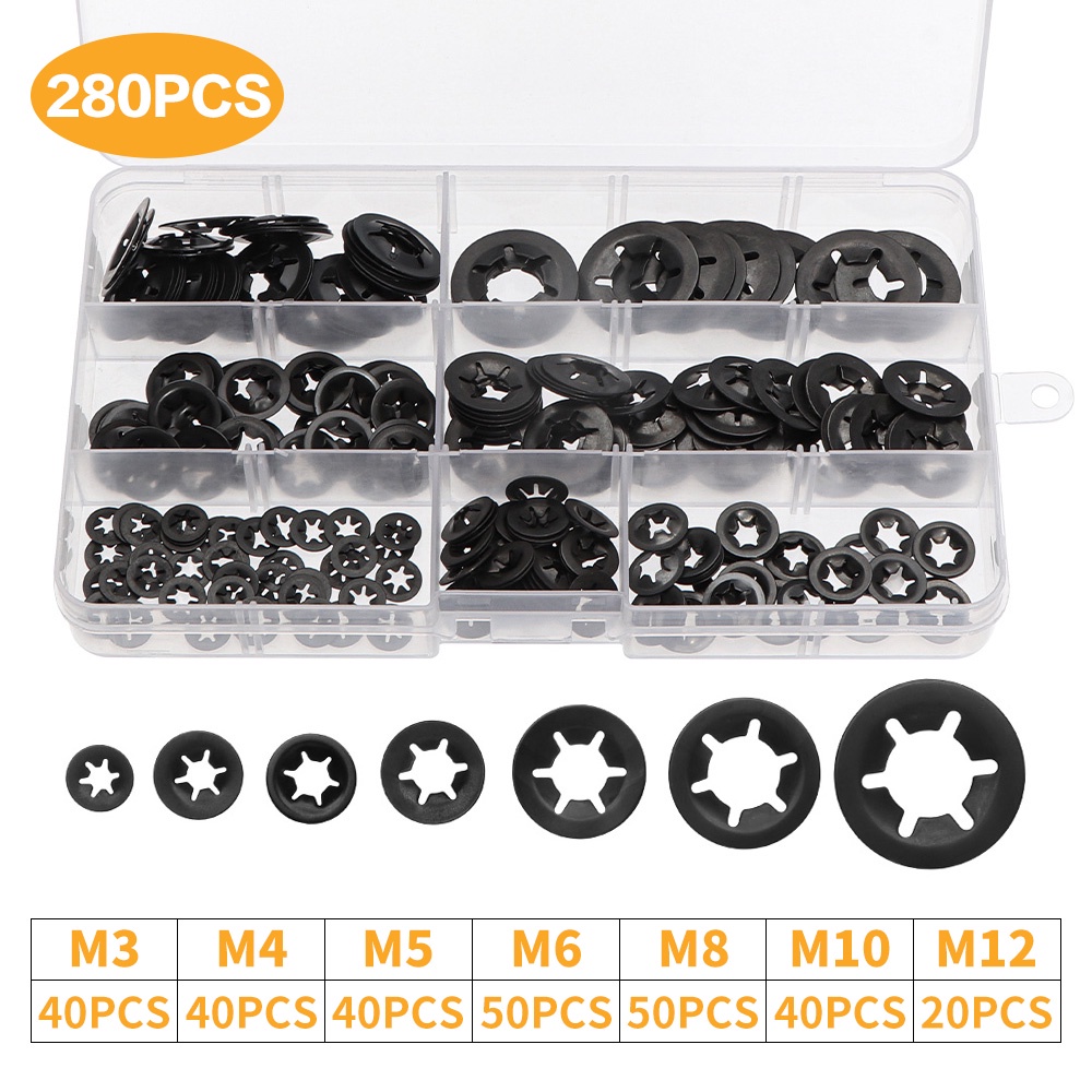 280/260pcs Bearing Clamp Washer Retaining Rings Flower Push On Locking ...