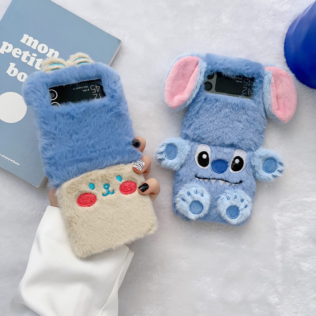 Cute Bumper Casing Samsung Z Flip4 Z Flip3 Flip Plush Furry for Samsung ...