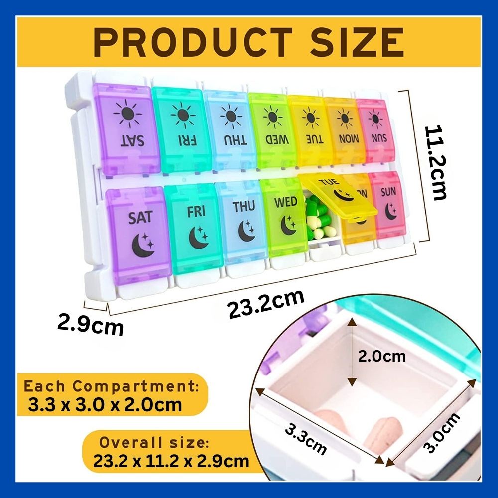 LOCAL STOCK 7 Day Weekly Pill Box Organizer Push Type 2 Times a Day ...