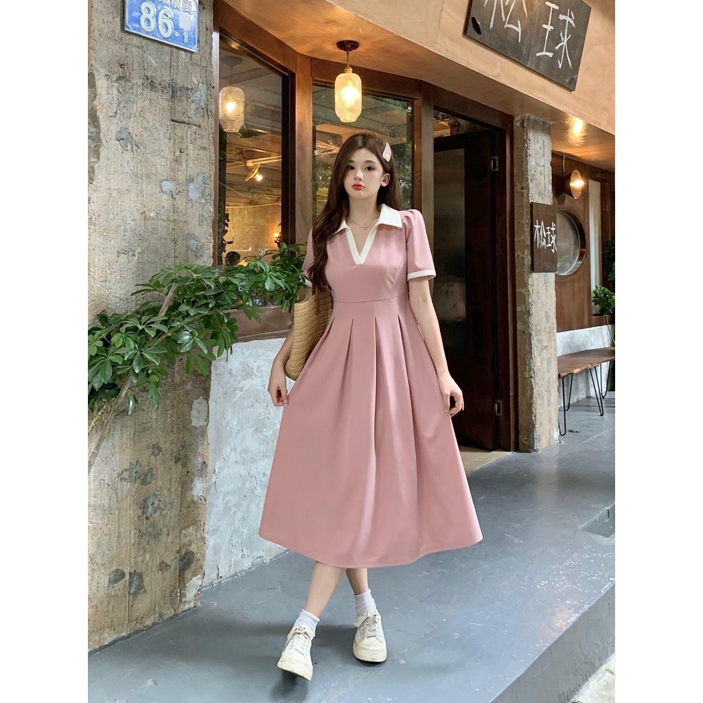 Women's big-size ribbed elastic design dress with long polo neck over ...