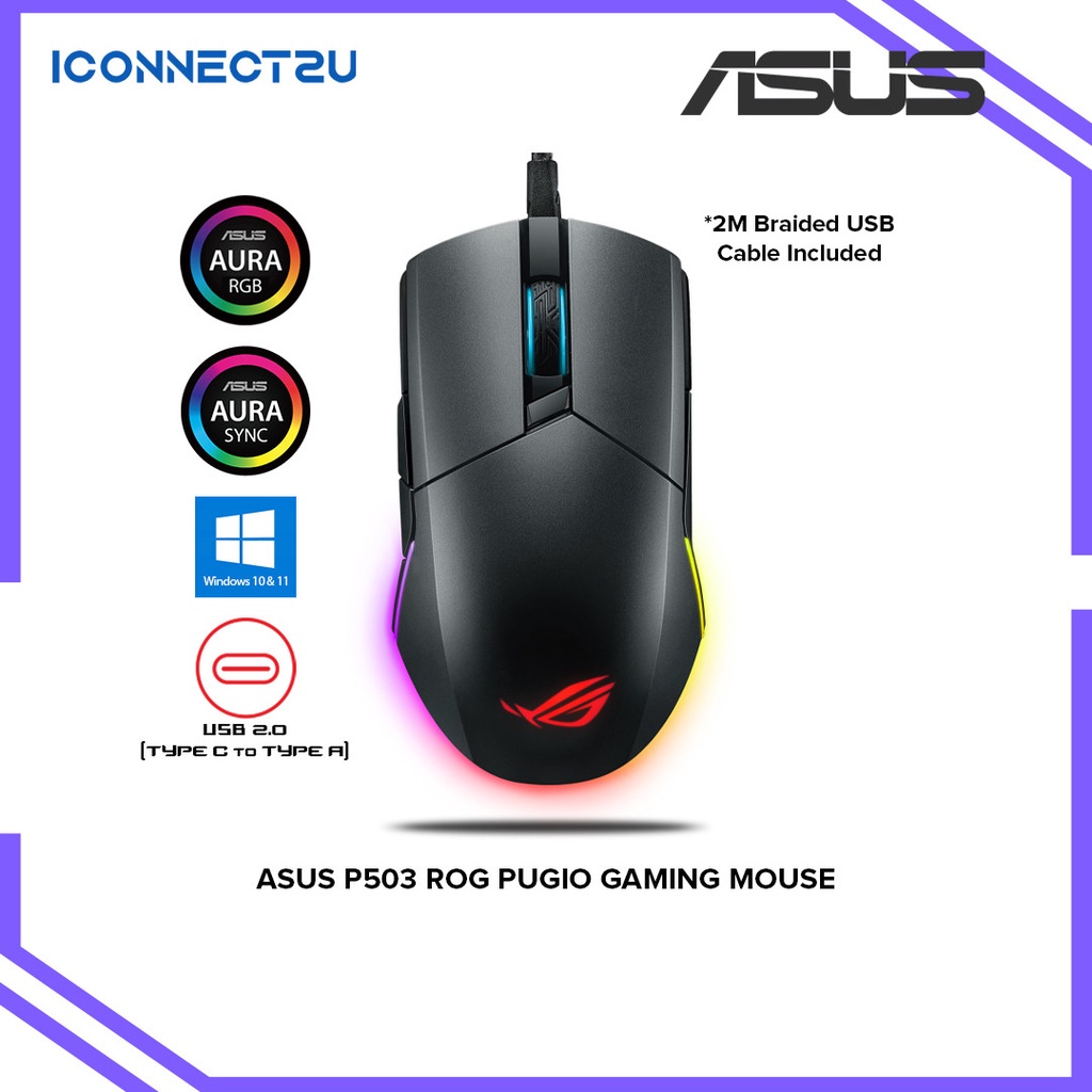 Asus P503 ROG Pugio Omron Switches Aura RGB Optical Wired Gaming Mouse ...