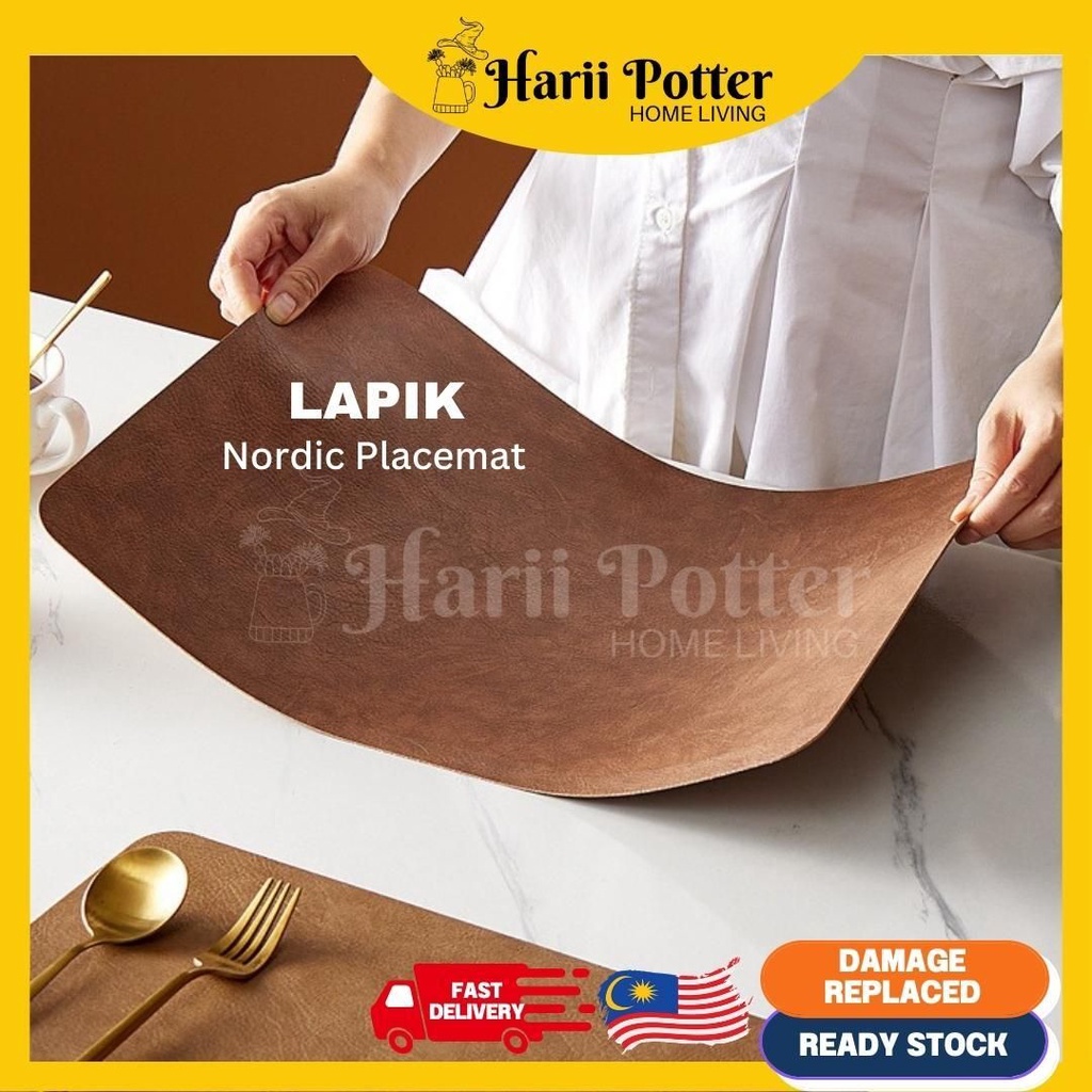 Lapik Meja Makan Alas Meja Aesthetic Nordic Placemat Premium PU Leather ...