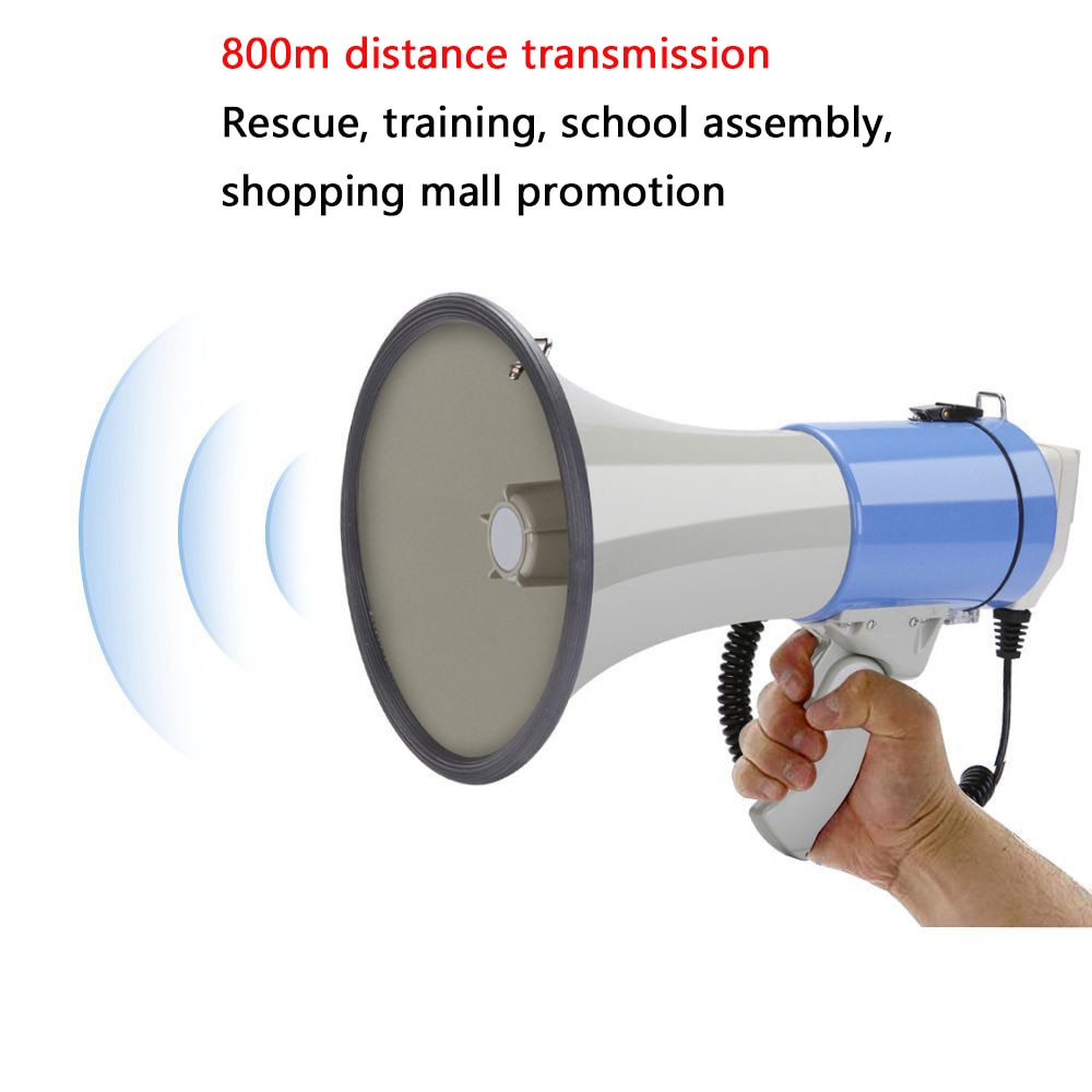 50W Handheld Microphone Bullhorn Recording Large Caliber Megaphone With ...