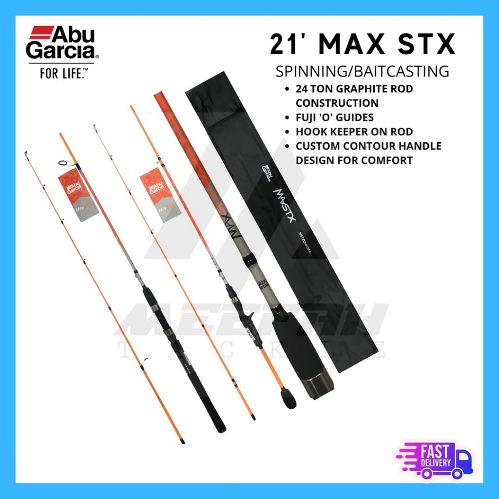 ABU GARCIA MAX STX INC PVC Pipe Baitcasting BC Spinning Fishing Rod ...