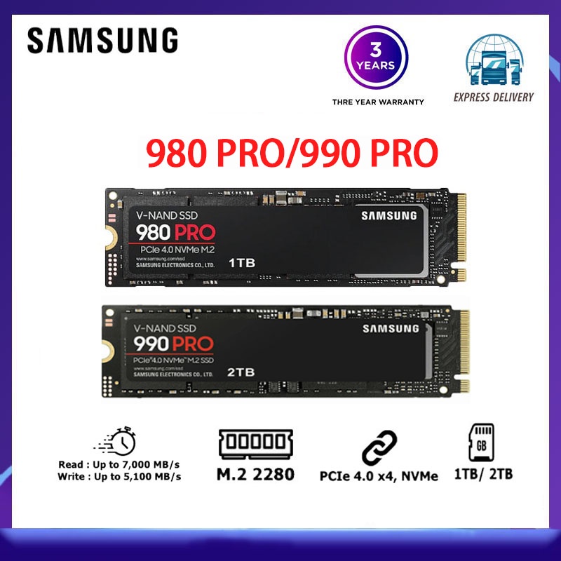 (Ready stock) Samsung SSD 980 PRO 1TB/990 PRO 1TB PCIe 4.0 NVMe M.2 ...