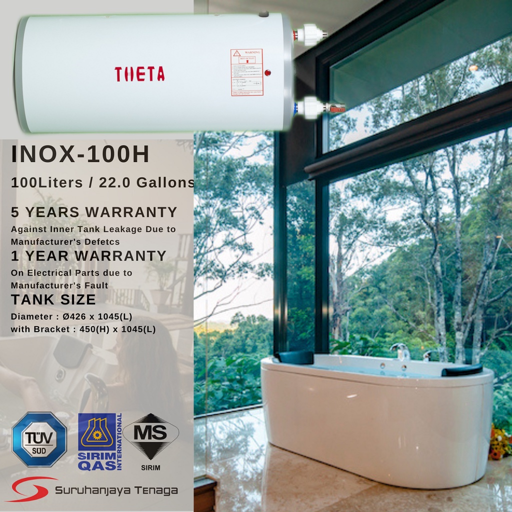 THETA Electric Storage Water Heater 100L with Isolation Barrier ...