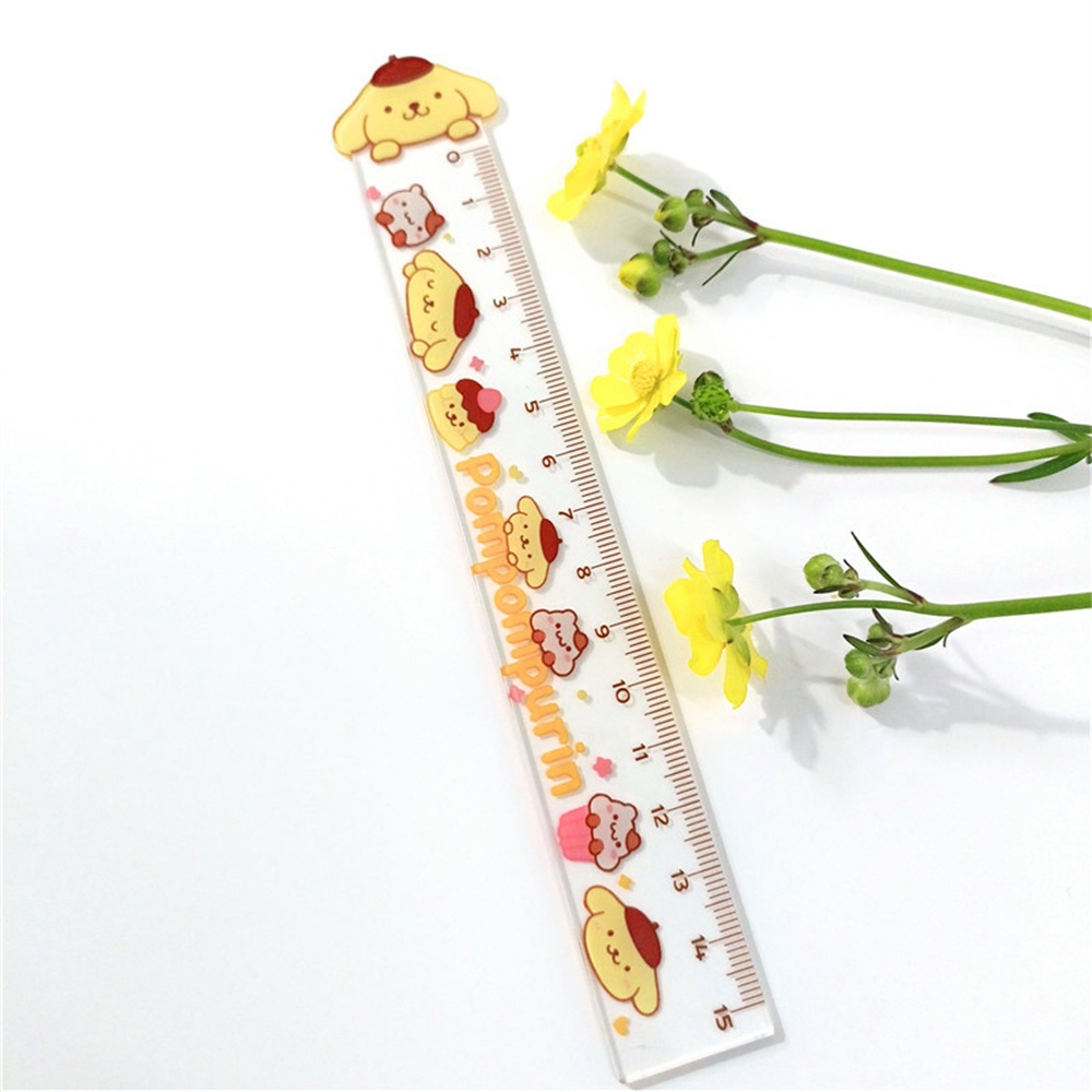 15CM Sanrio Ruler Acrylic Kawaii Anime Hello Kitty My Melody Kuromi Ins ...